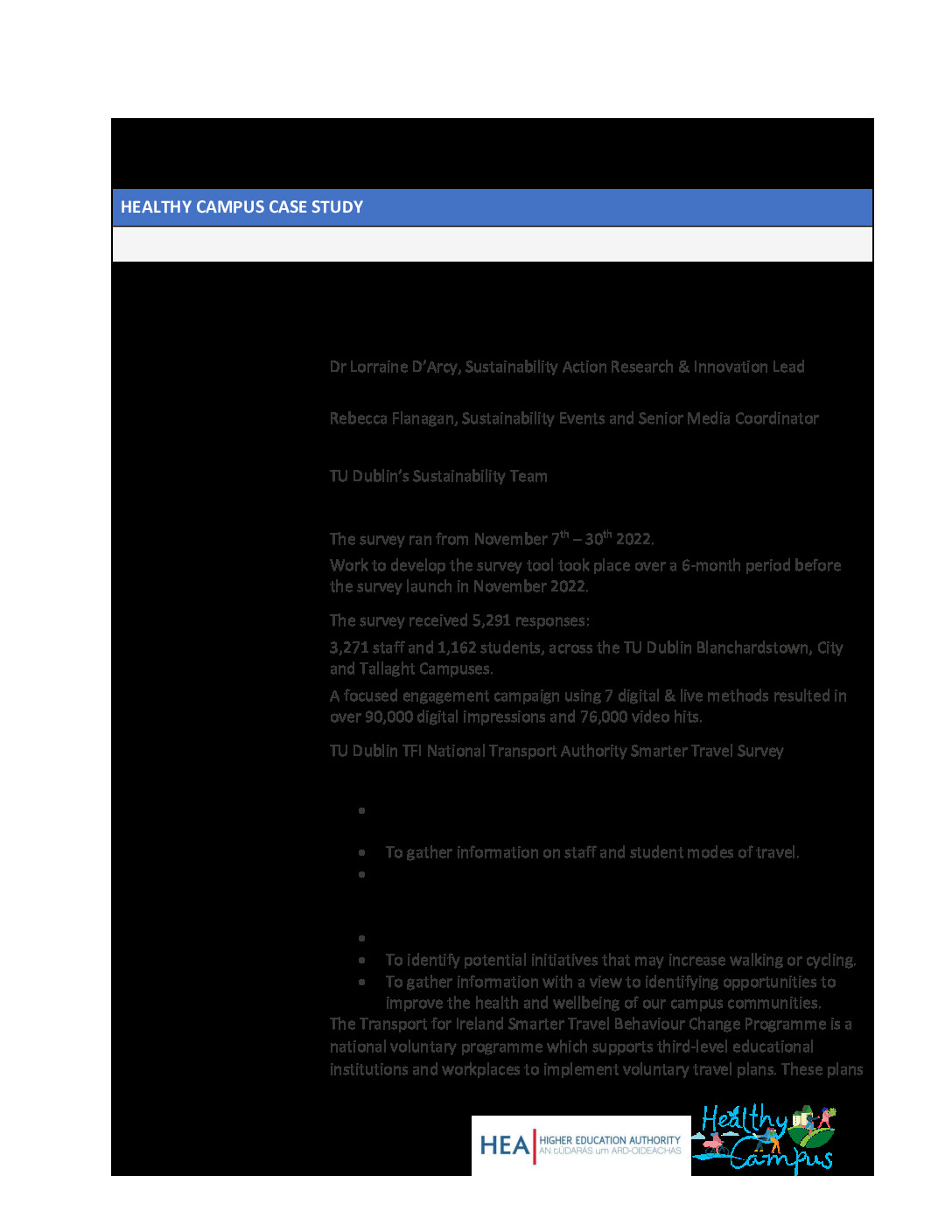 TU Dublin – TFI National Transport Authority Smarter Travel Survey ...